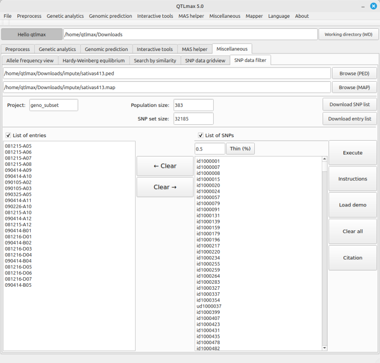 How to create a subset file from SNP dataset – QTLmax Open